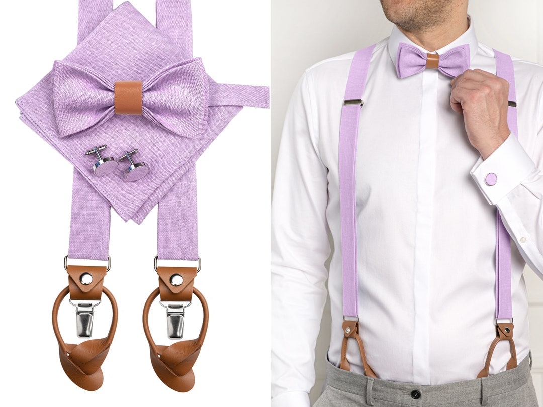 LILAC Men Accessories With Leather Details: Lilac Bow Tie With Leather ...