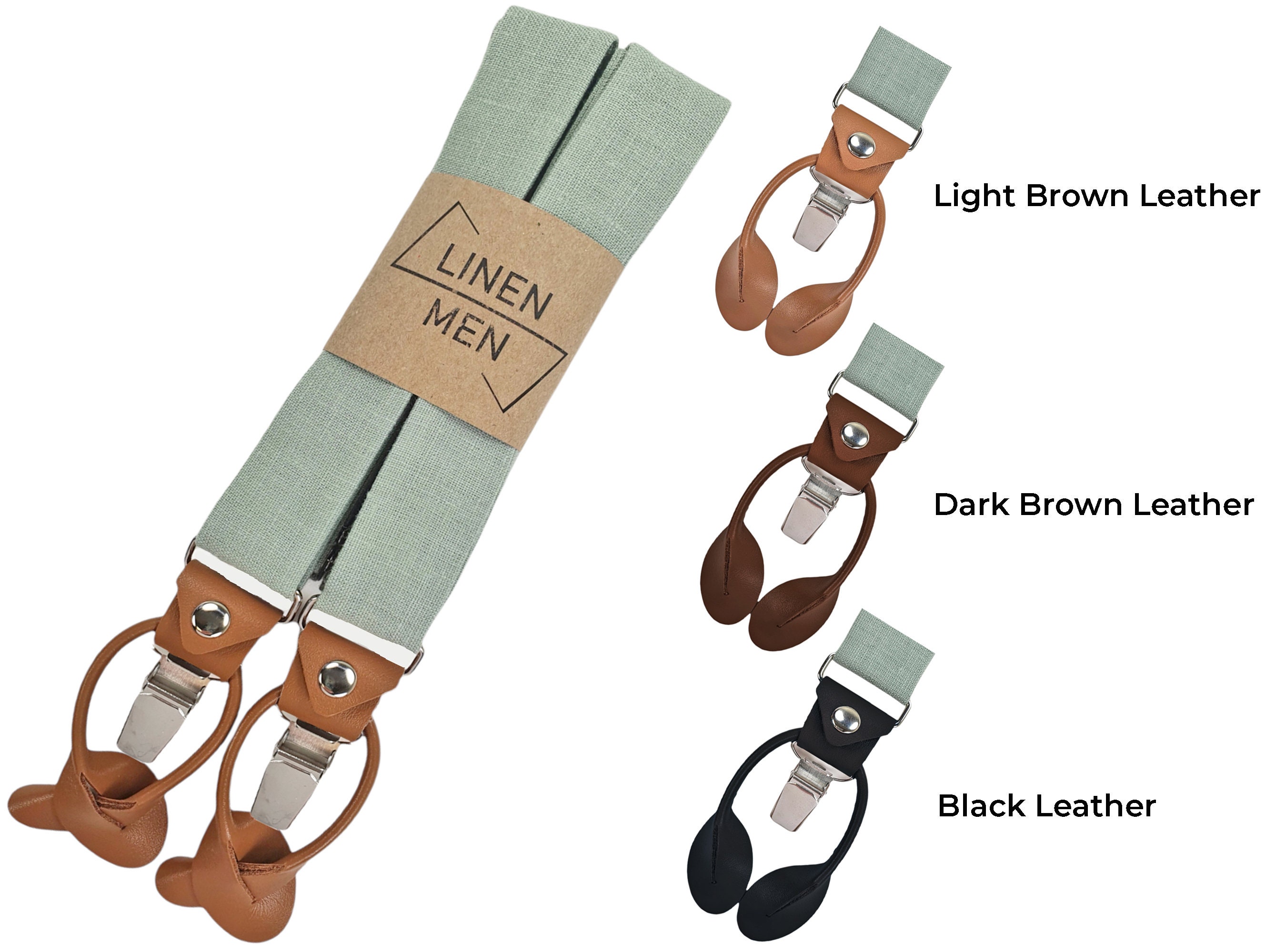 Custom Color Suspenders With Leather Straps for Buttons and Clips ...