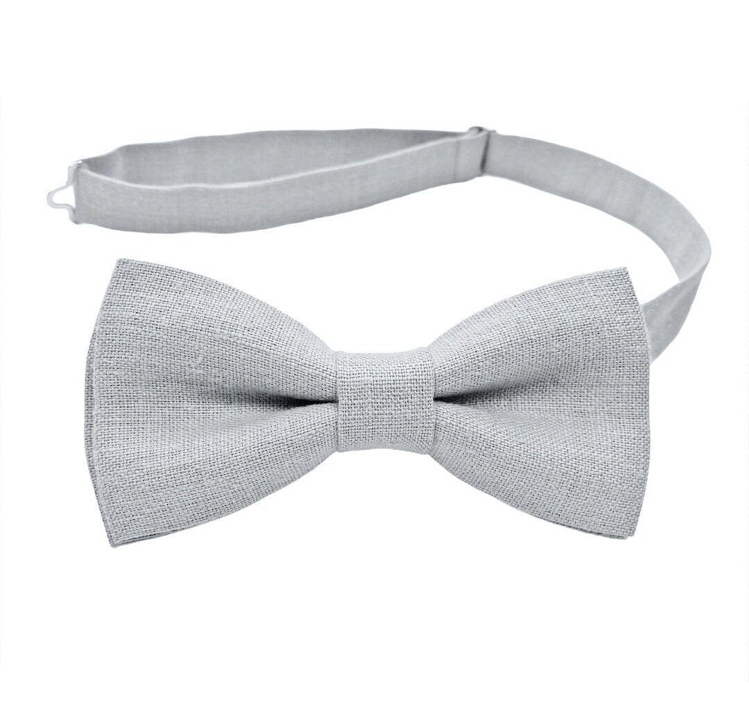 Light Grey Linen Bow Tie / Wedding Bow Tie for Groomsmen / Light Gray ...