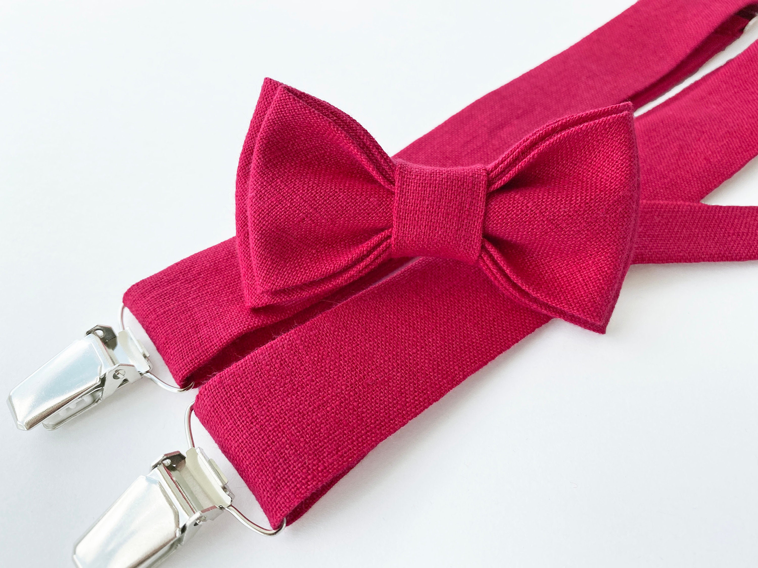 Raspberry Bow Tie and Suspenders for Child / Raspberry Braces and Bow ...