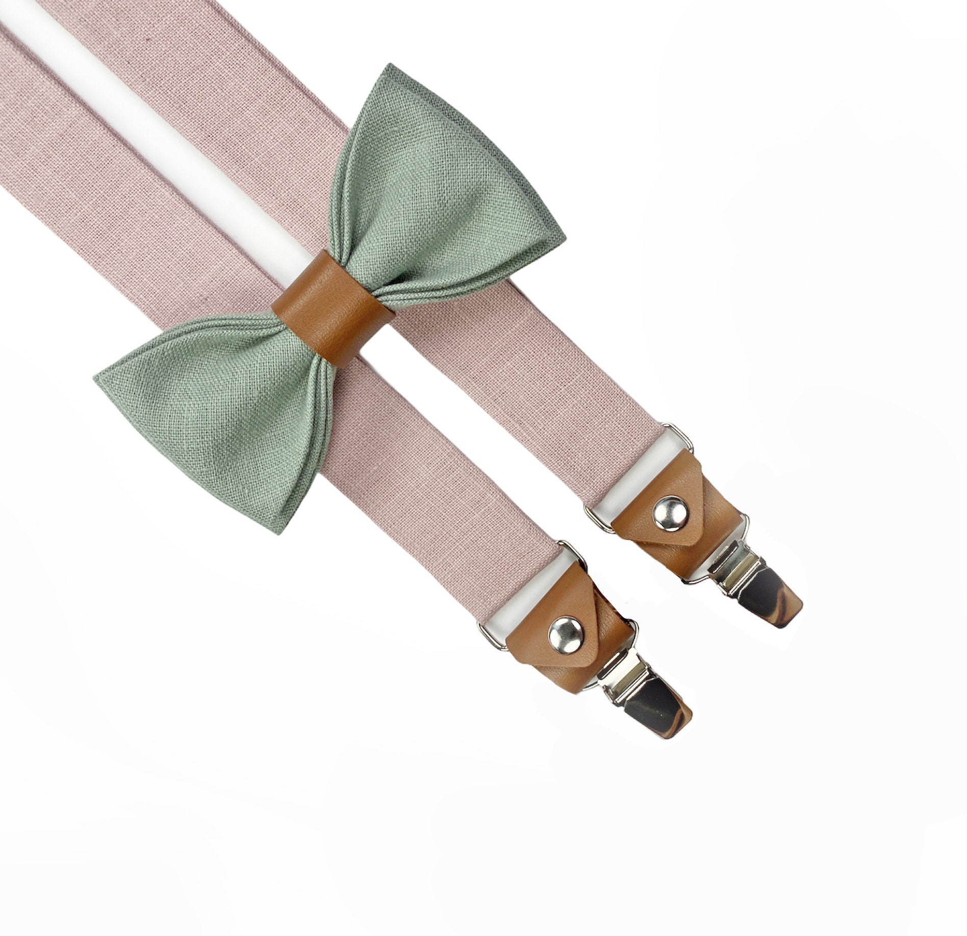 Custom Colour and Size Suspenders and Bow Tie / Dusty Rose | Etsy