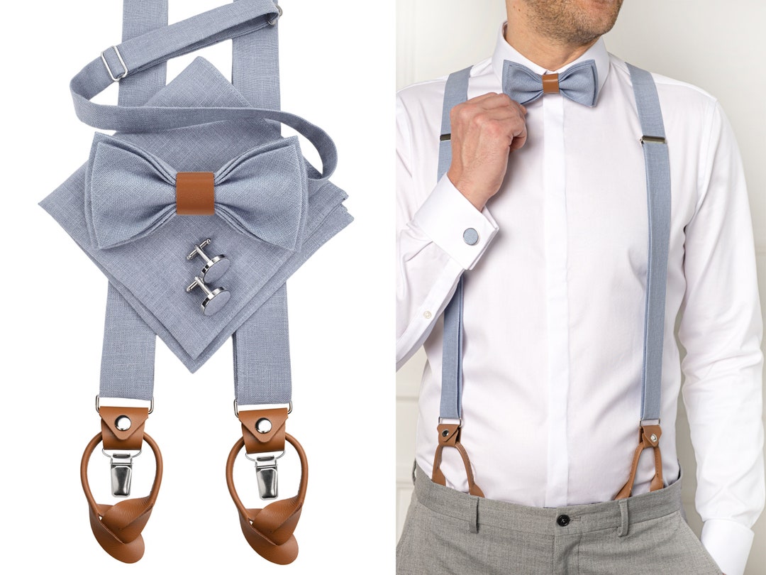 Dusty Blue Accessories With Leather: Dusty Blue Bow Tie With Leather ...