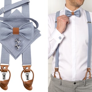 Dusty Blue Accessories With Leather: Dusty Blue Bow Tie With Leather ...
