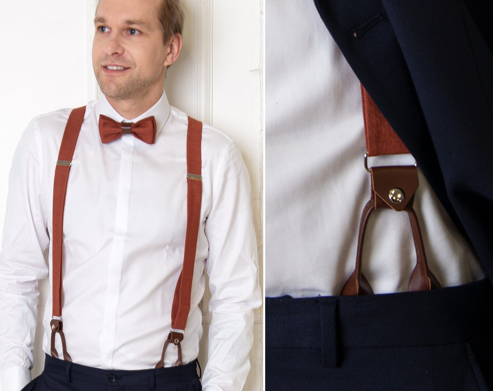 Custom Color Suspenders With Leather Straps for Buttons and Clips ...
