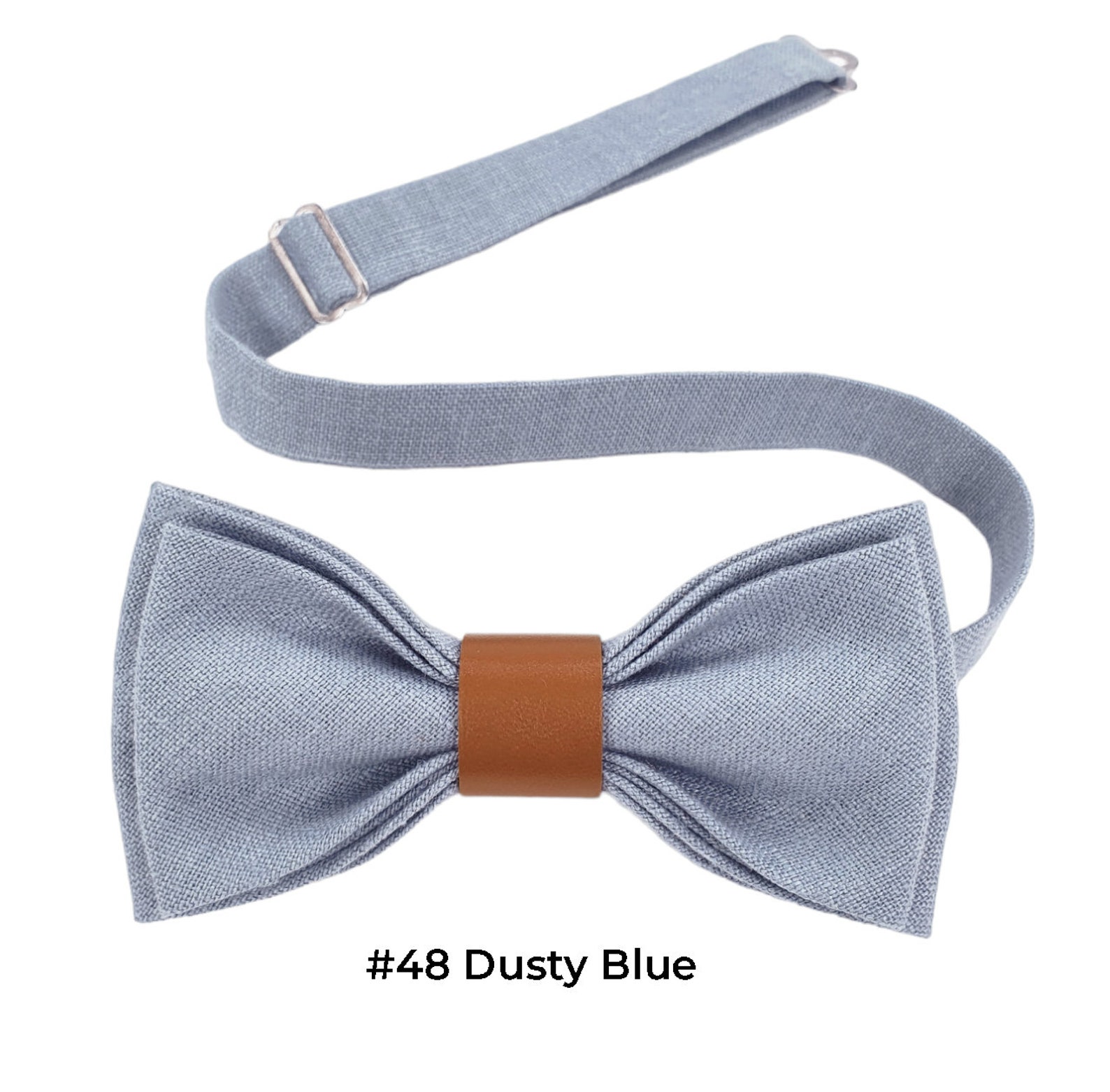 Dusty Blue Accessories With Leather: Dusty Blue Bow Tie With Leather ...