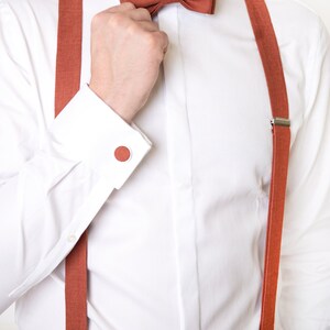 Burnt Orange Linen Cufflinks / Burnt Orange Wedding Bow Tie / - Etsy