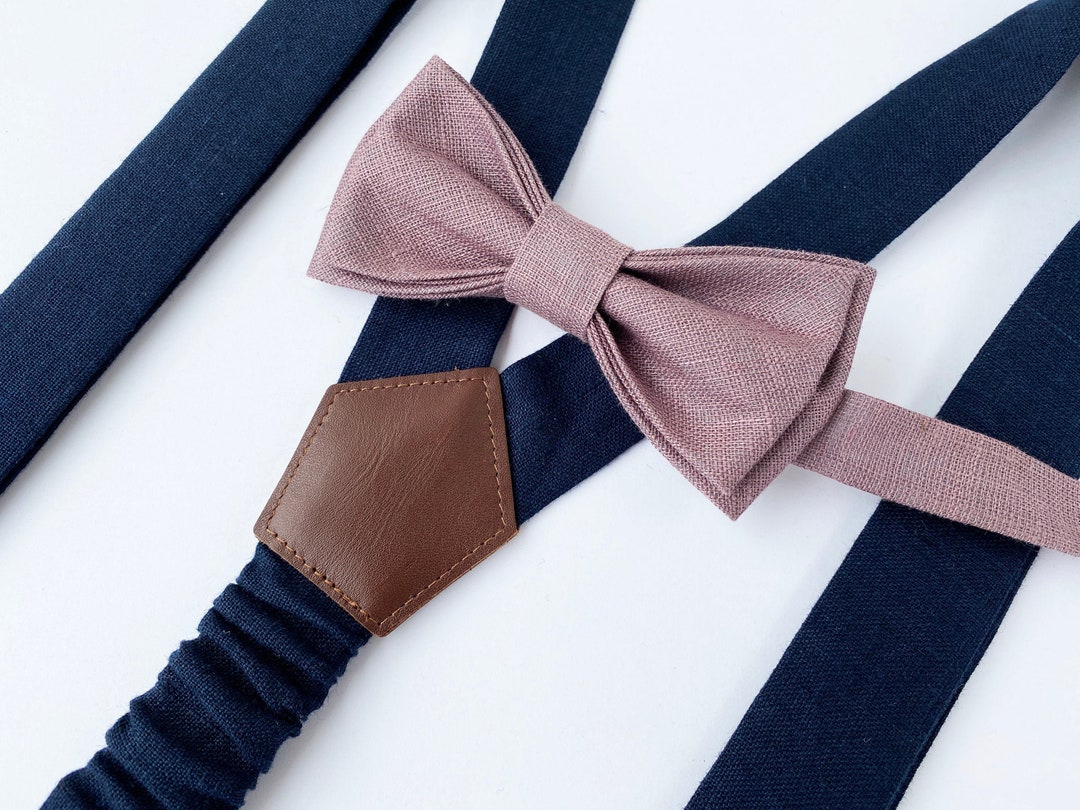 SET : Suspenders and Bow Tie / Suspenders With Leather Button Straps ...