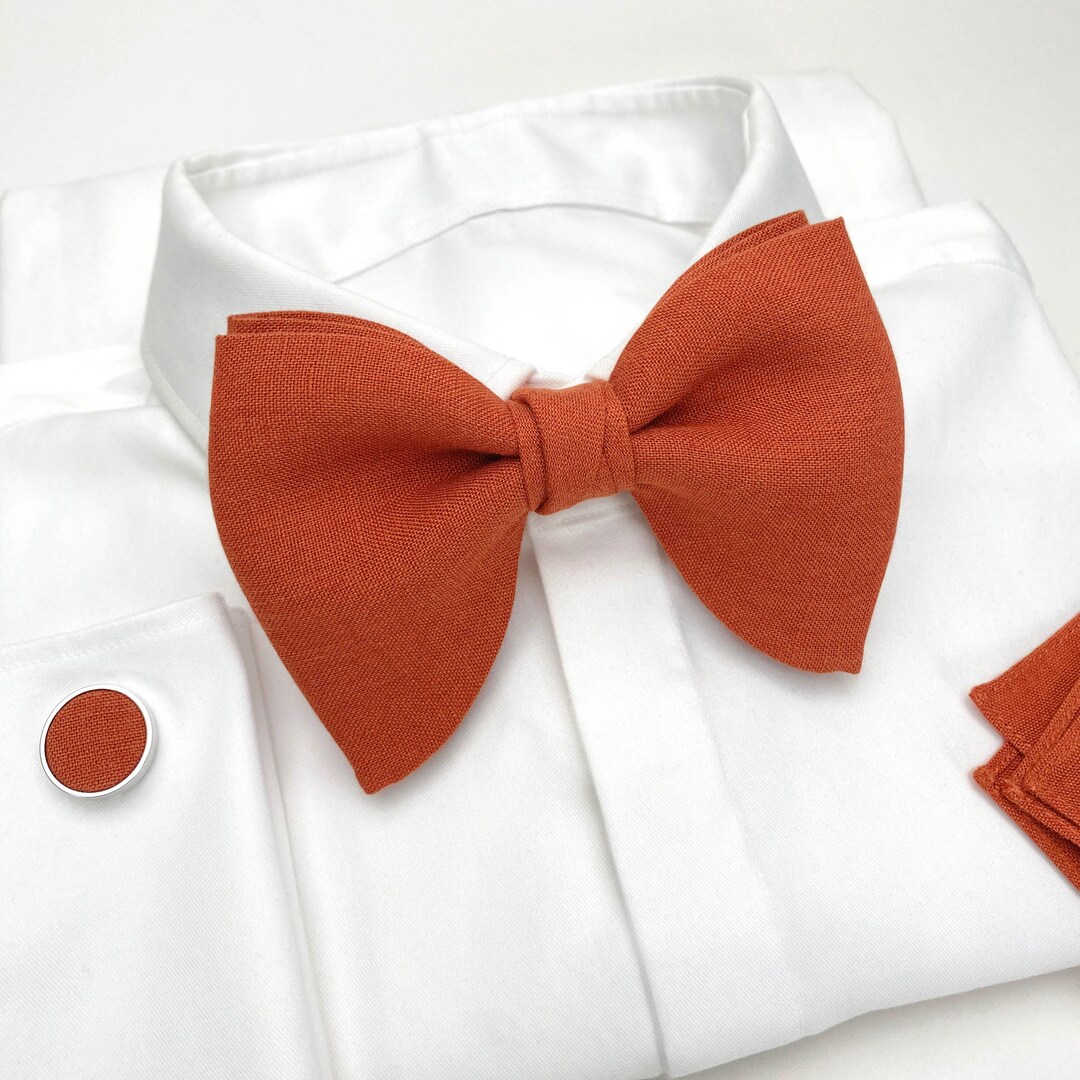 Rust Oversized Bow Tie / Rust Wedding Oversized Butterfly Pre-tied Bow ...