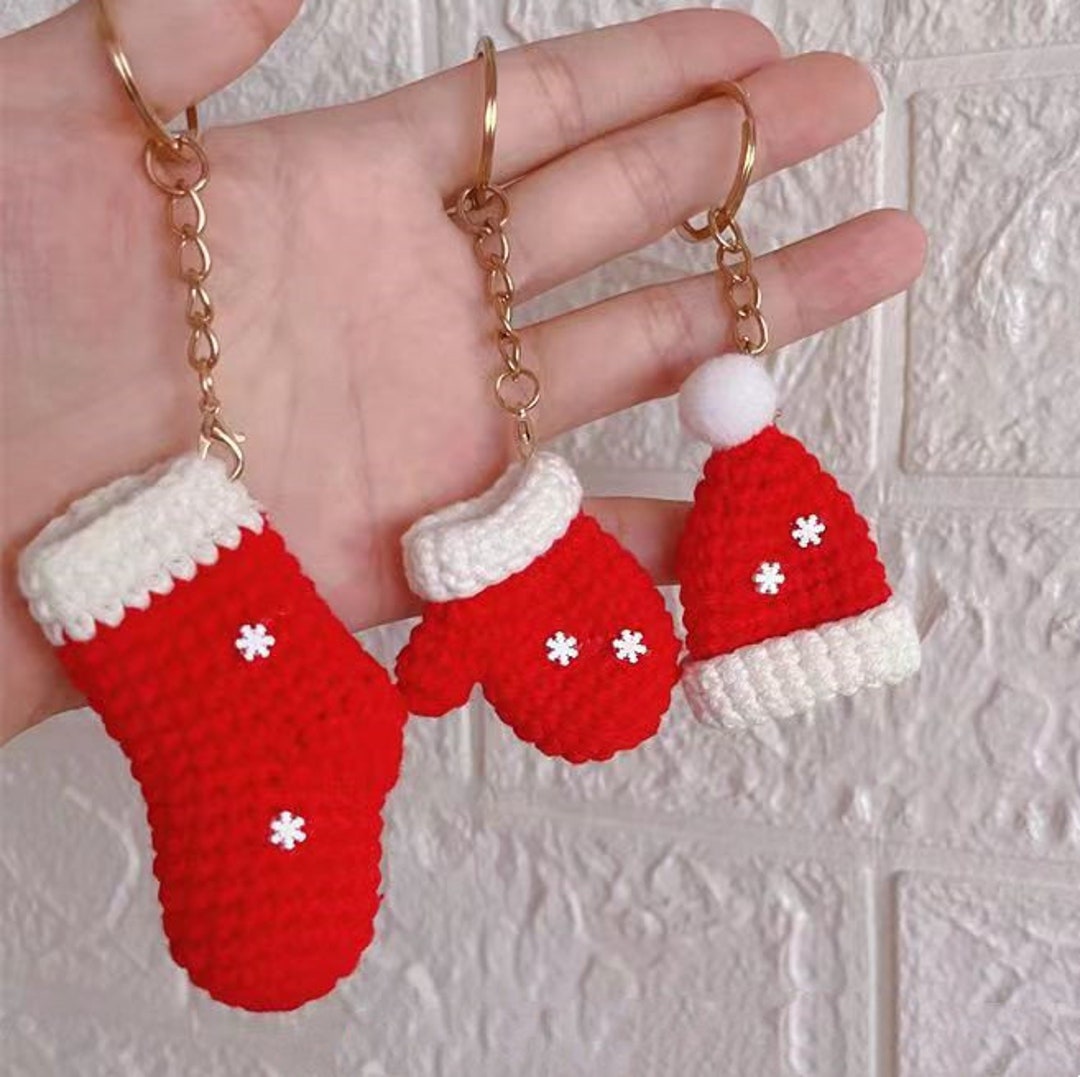Crochet Christmas Keychain, Crochet Christmas Accessories Gifts ...