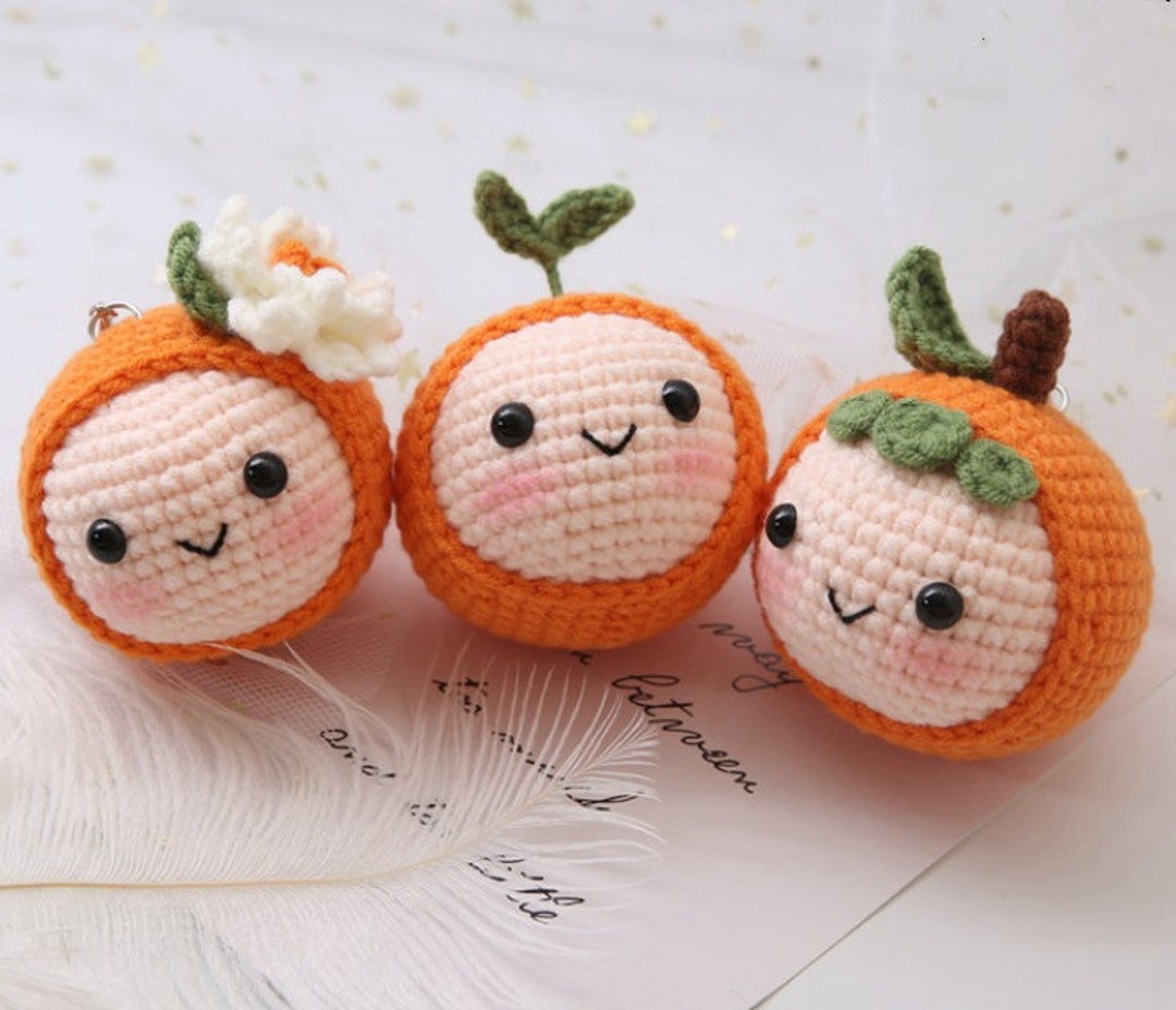 Crochet Orange Keychain, Amigurumi Orange Keychain, Fruit Keychain ...