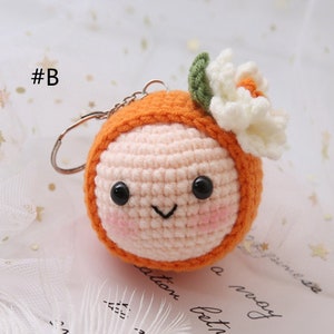 Crochet Orange Keychain, Amigurumi Orange Keychain, Fruit Keychain ...