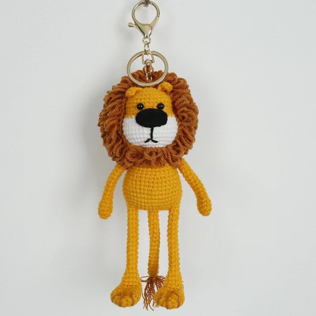 Crochet Lion Plush, Amigurumi Lion Keychains, Handmade Animal Stuffed ...