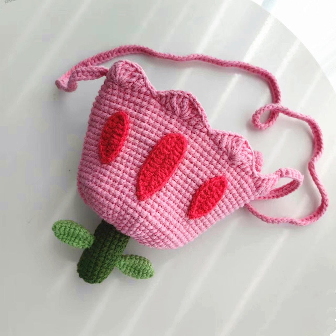Pattern:crochet Tulip Bag,amigurumi Tulip Purse PATTERN, Flower Bag ...