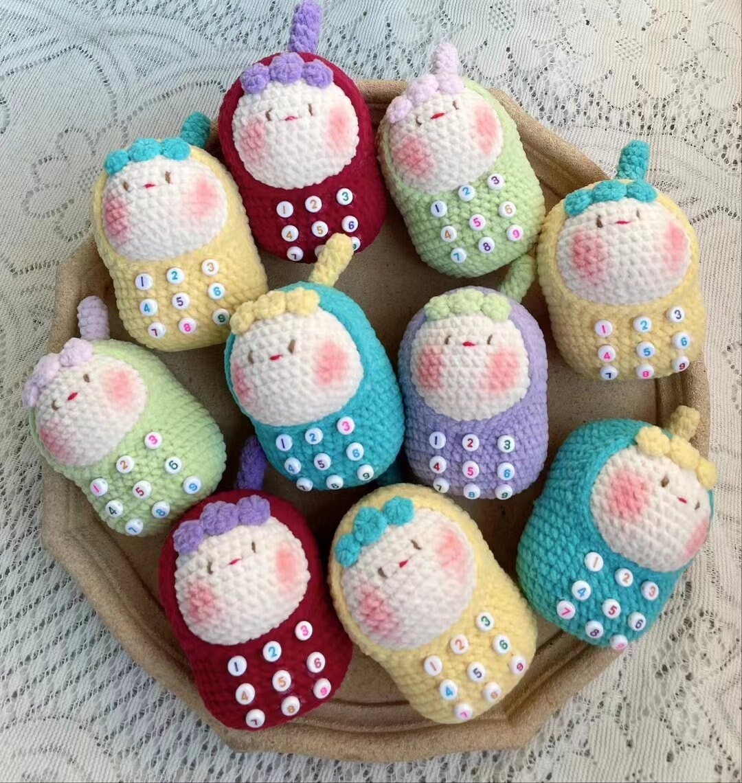 Crochet Phone Plush, Amigurumi Cute Stuffed Plush, Handmade Key ...