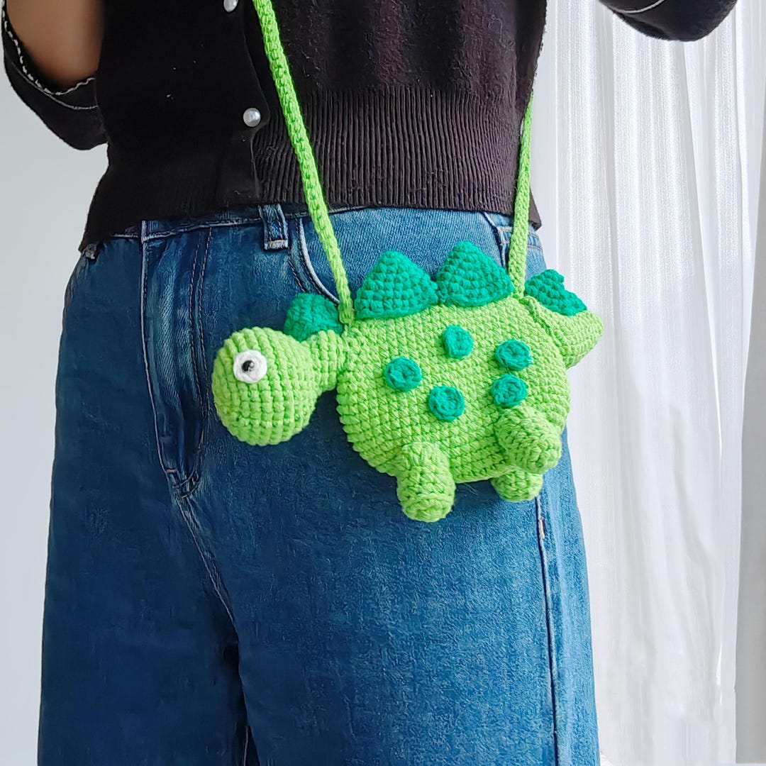 Crochet Dinosaur Bag, Amigurumi Dinosaur Plush Purse, Handmade Animal ...