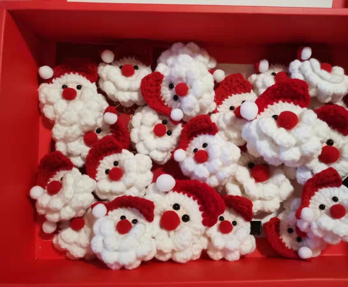 Crochet Santa Brooch Vintage Crochet Santa Face Father - Etsy
