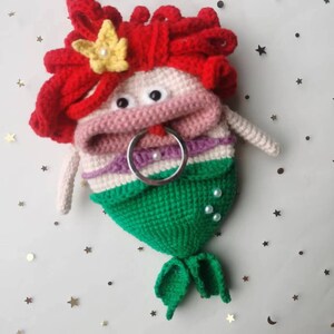 PATTERN: Crochet Mermaid Key Bag, Amigurumi Mermaid Key Holder PATTERN ...