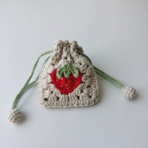 Pattern:crochet Strawberry Drawstring Pouch, Amigurumi Fruit Purse ...