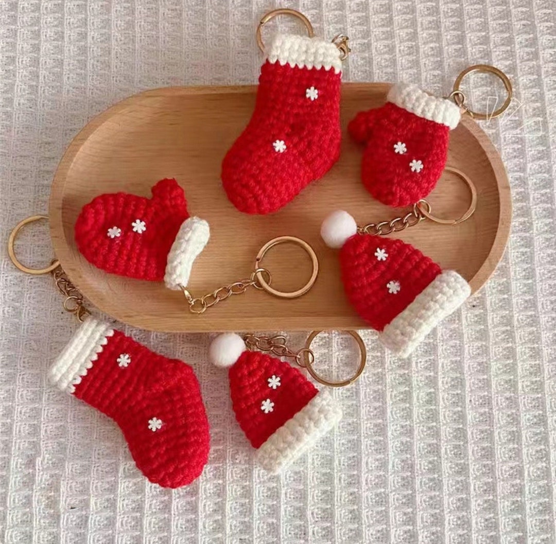 Crochet Christmas Keychain, Crochet Christmas Accessories Gifts ...
