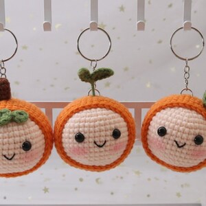 Crochet Orange Keychain, Amigurumi Orange Keychain, Fruit Keychain ...