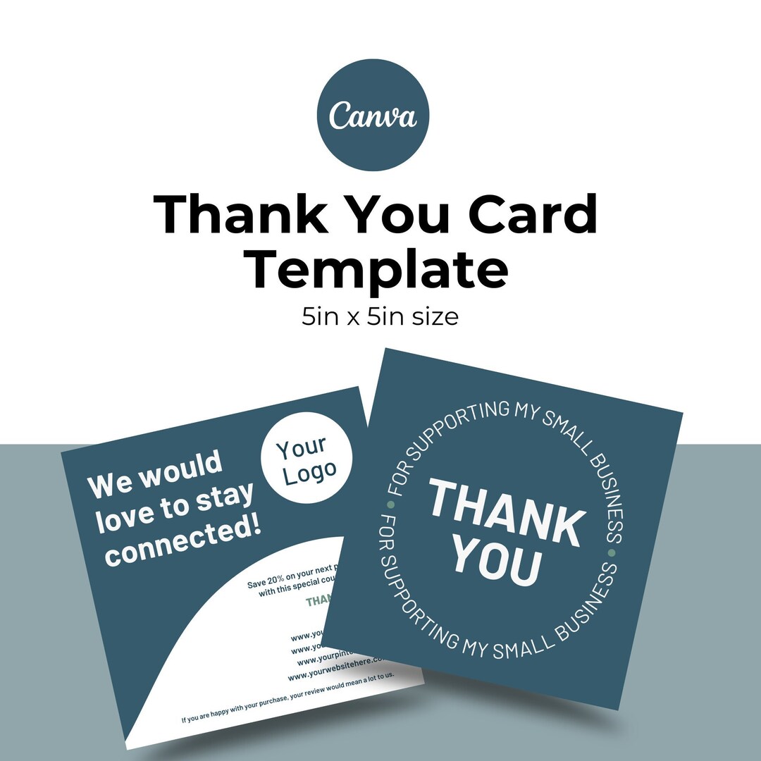 Thank You Card Template Canva Business Thank You Card Insert, Canva ...
