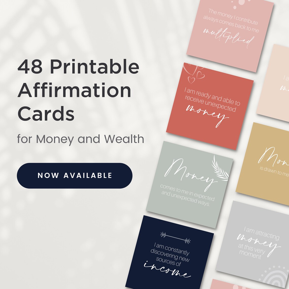 Printable Affirmation Cards for Money and Wealth 48 Daily Positive ...
