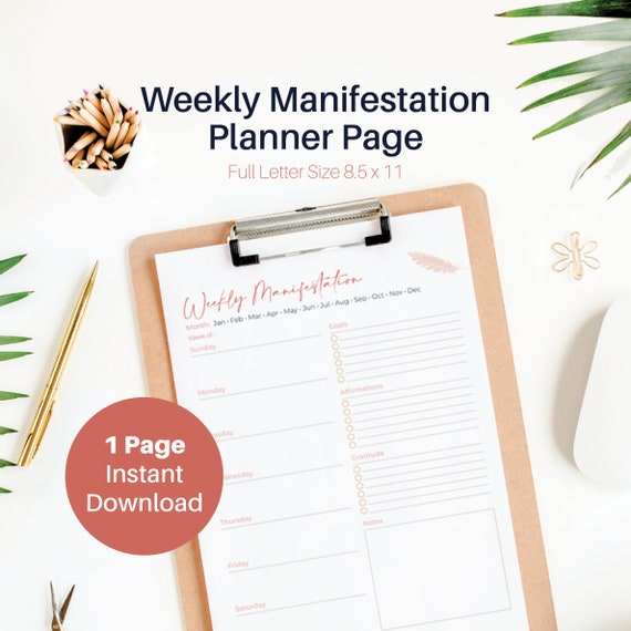 Weekly Planner Manifest Planner Law Of Attraction Journal | Etsy