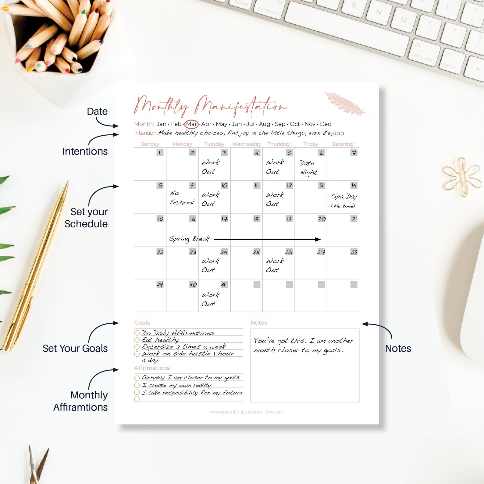 Monthly Planner Manifest Planner Law of Attraction Journal - Etsy