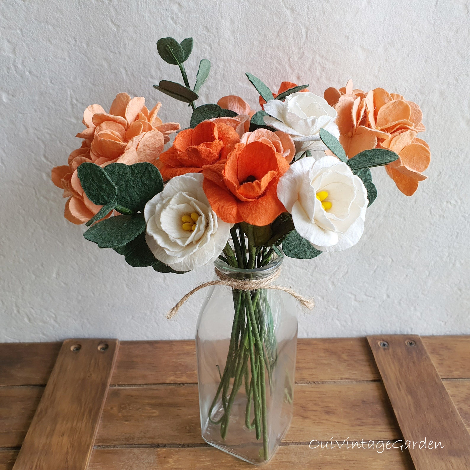 Paper Flowers Set Orange Flowers Bouquet Vintage Orange - Etsy