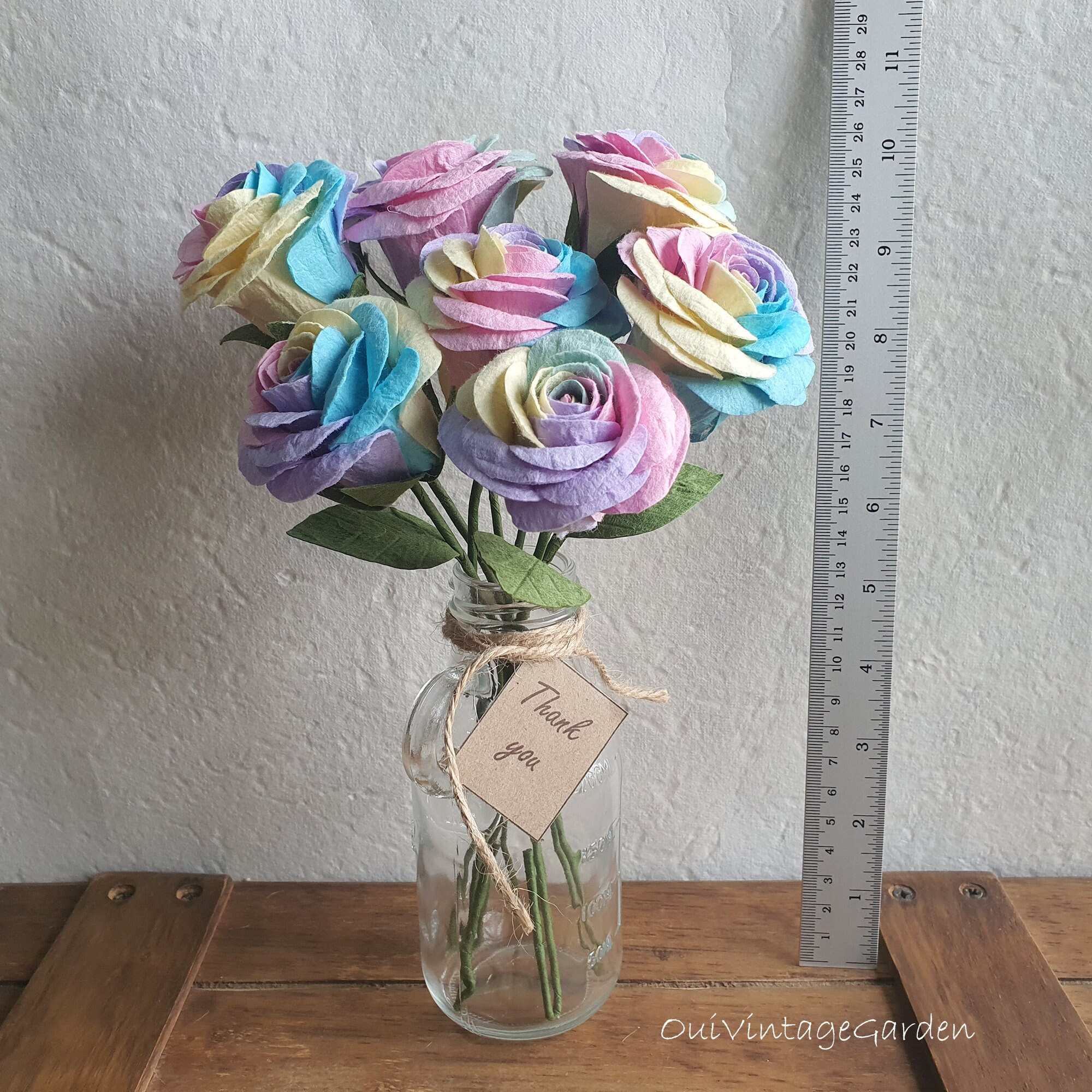 Rainbow Roses in Glass Jar, Pastel Rainbow Roses, Rainbow Paper Roses ...