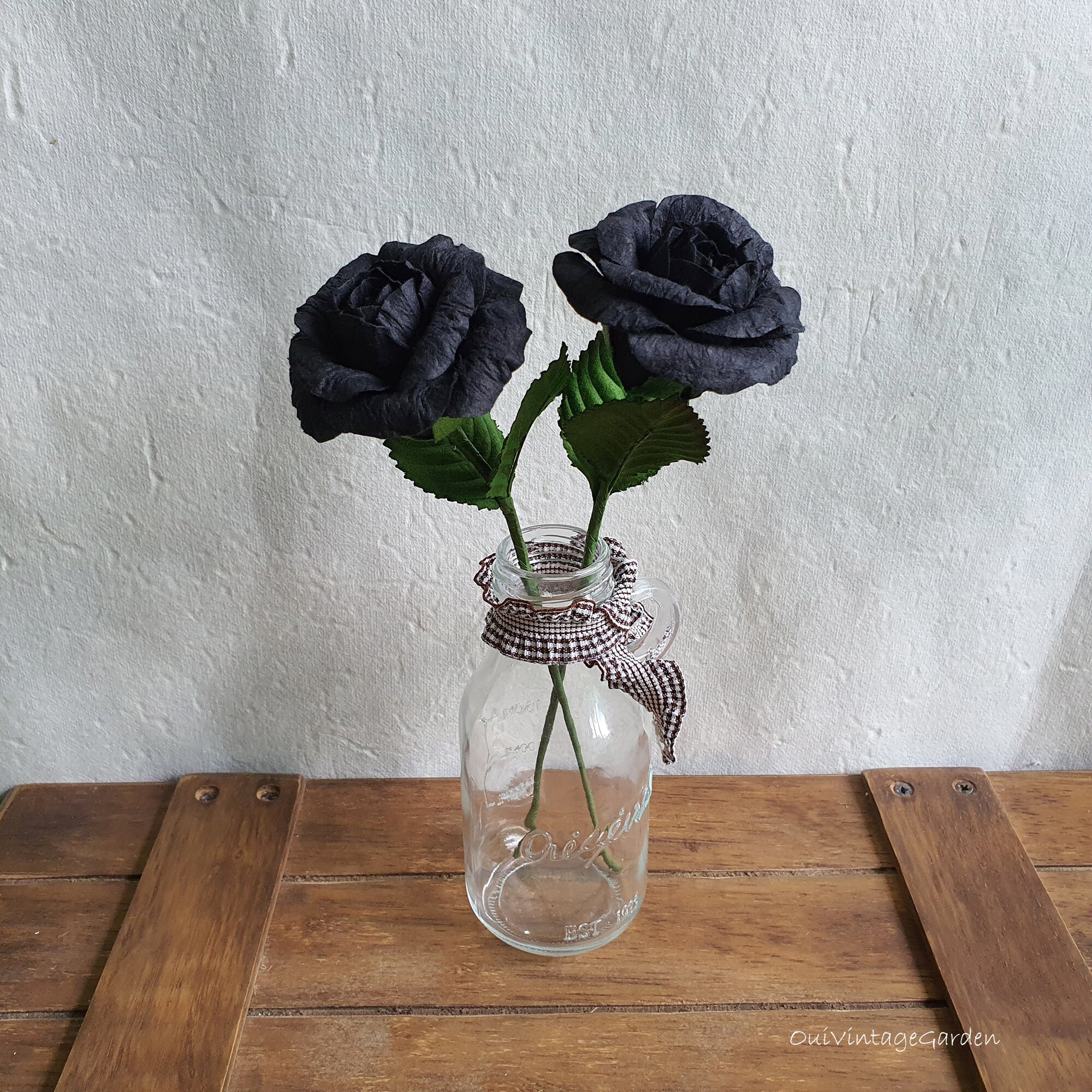 Black Paper Roses, Black Garden Roses, Paper Flower Bouquet, Flower ...