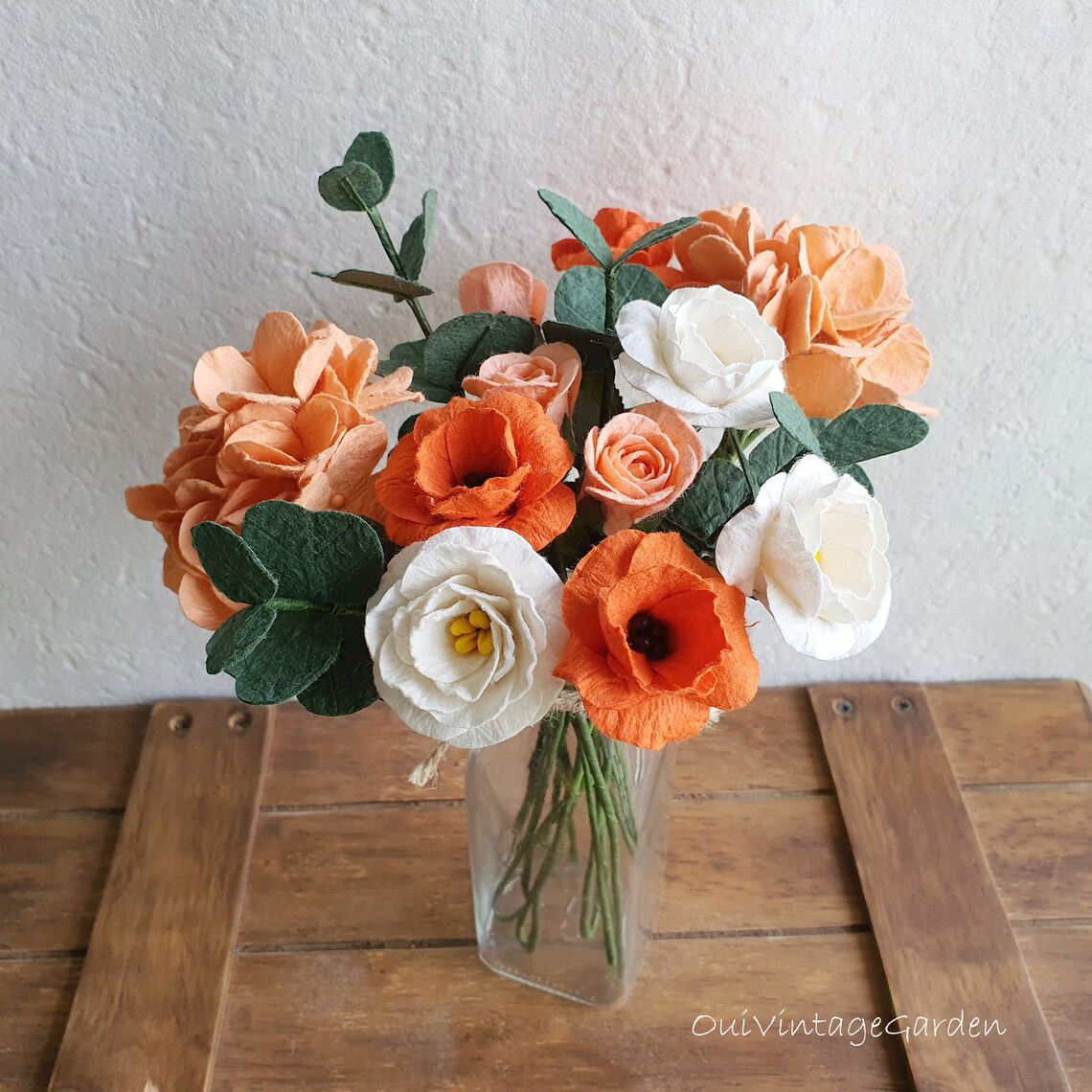 Paper Flowers Set Orange Flowers Bouquet Vintage Orange - Etsy