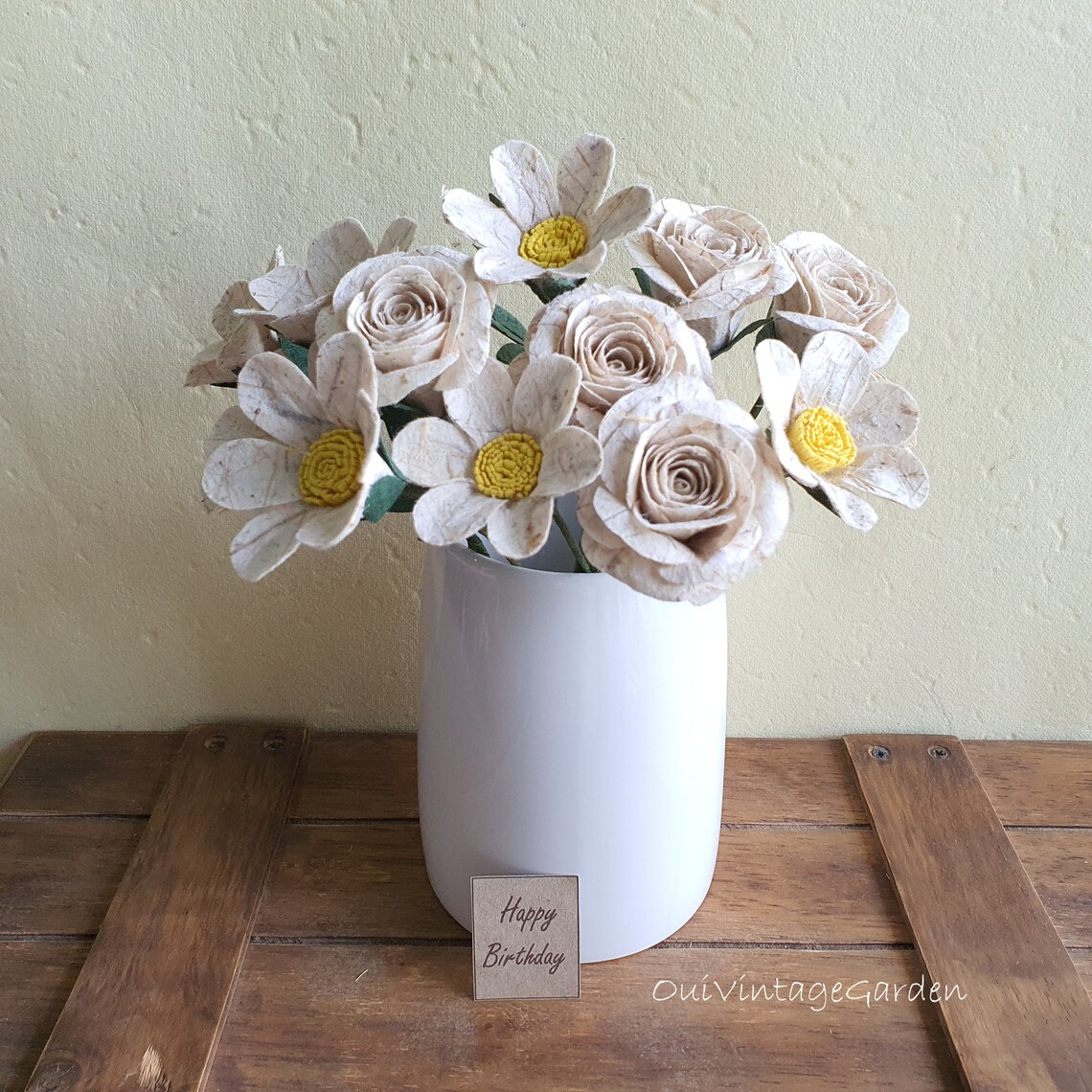 Natural Color Paper Flowers SET of 12 Stems Vintage Paper - Etsy