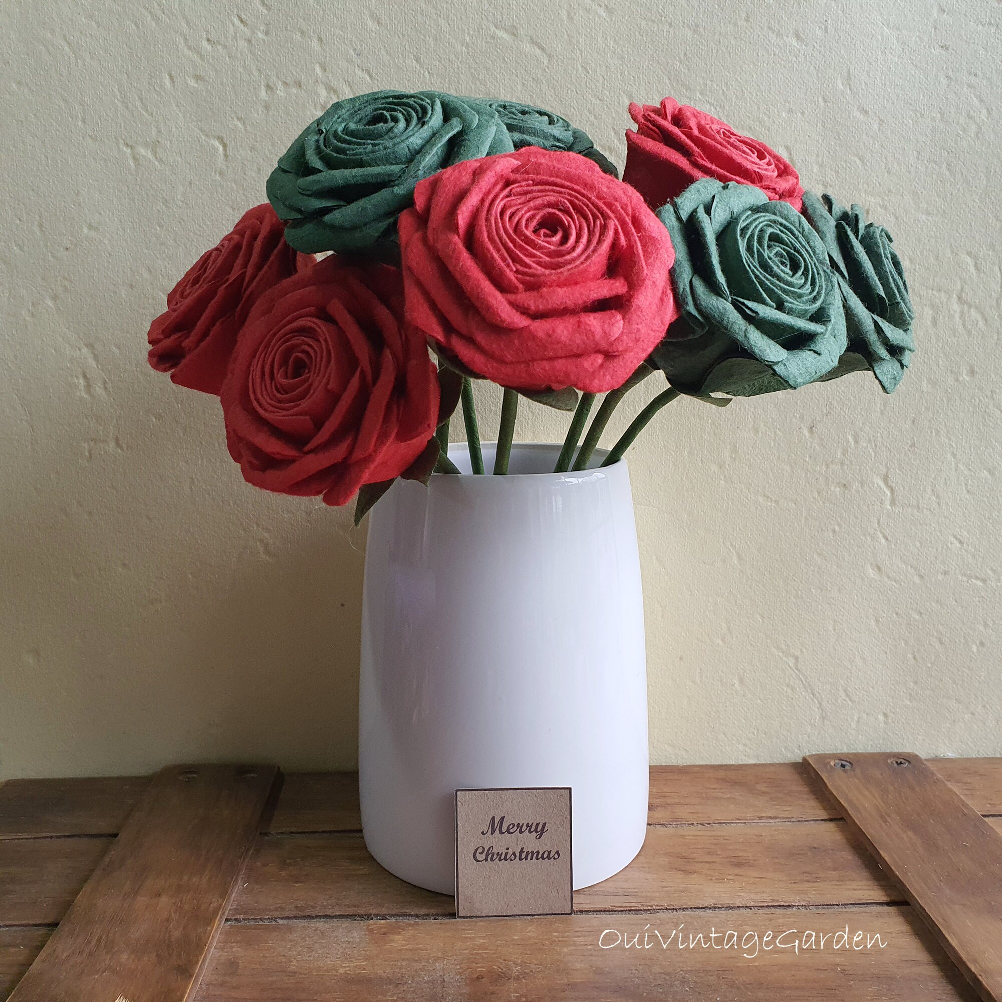 Red & Green Paper Roses Flower Decoration Holiday - Etsy