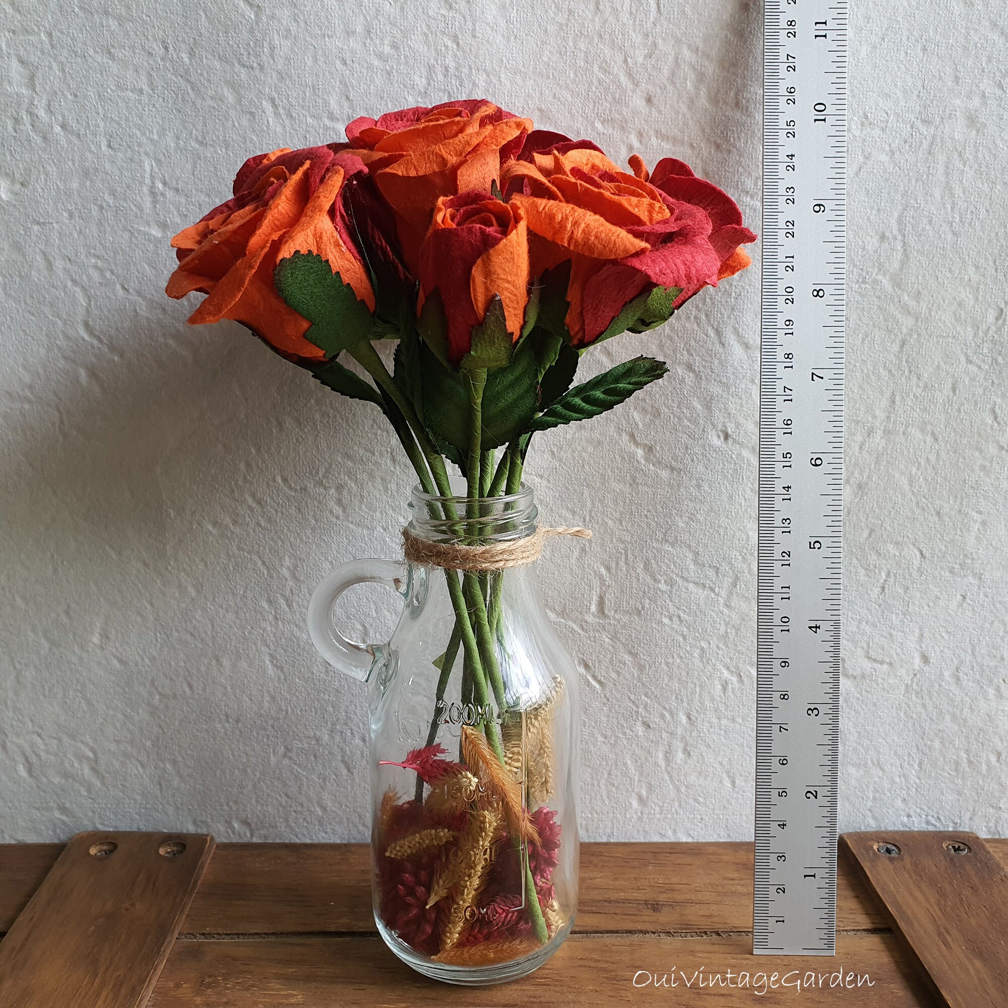 Rainbow Roses in Glass Jar Red Orange Paper Roses Home - Etsy