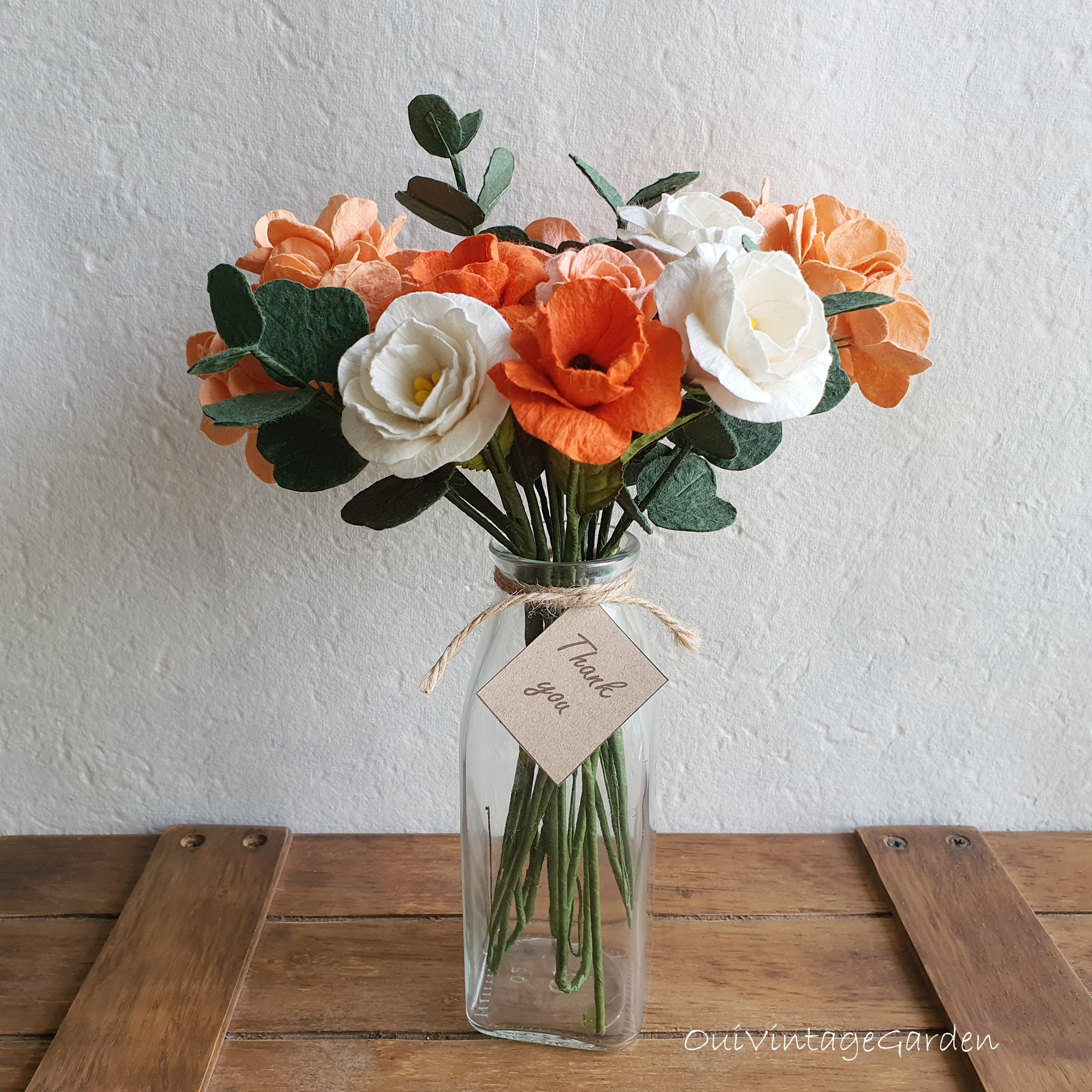 Paper Flowers Set Orange Flowers Bouquet Vintage Orange - Etsy