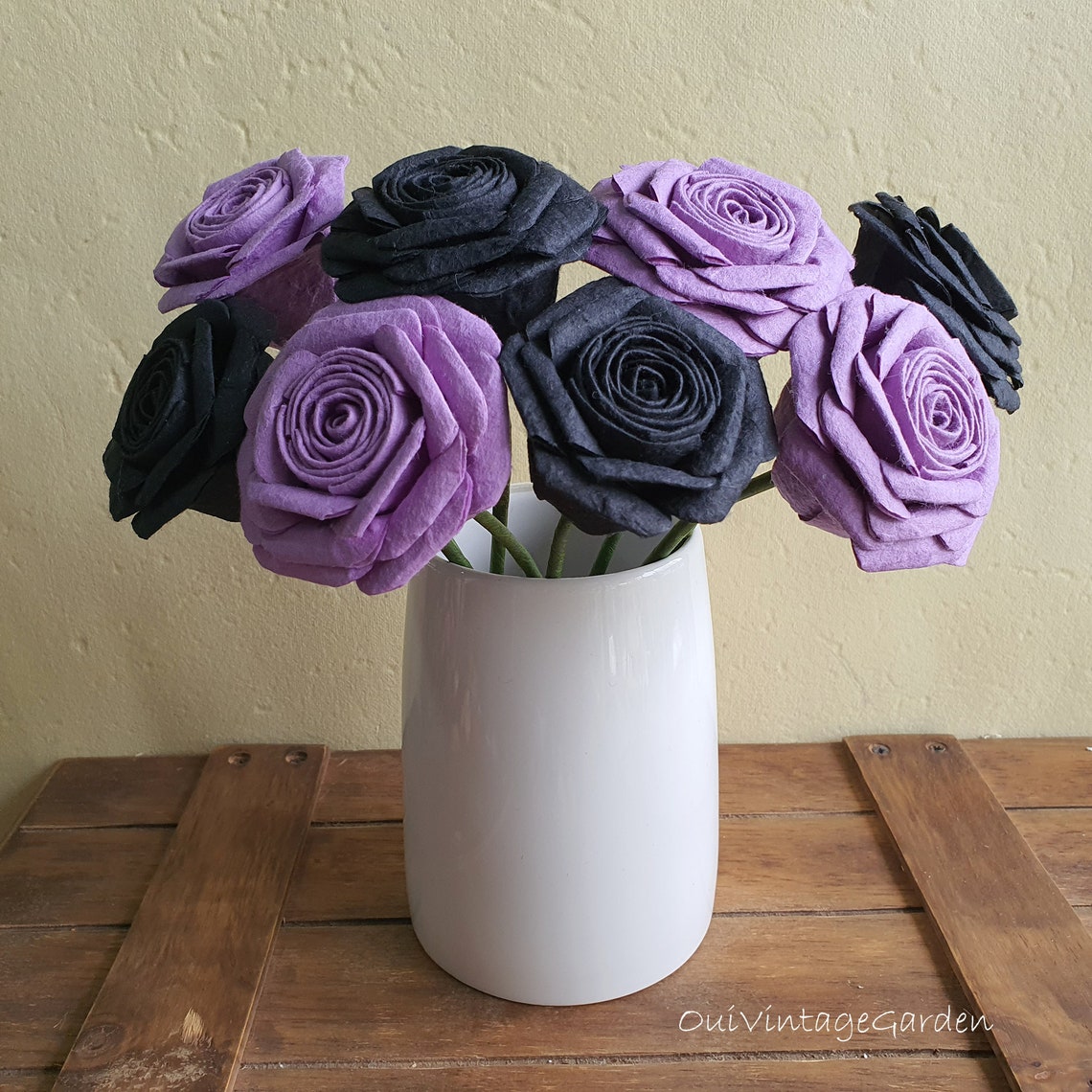 Violet & Black Paper Roses Roses With Stems Home Decoration | Etsy