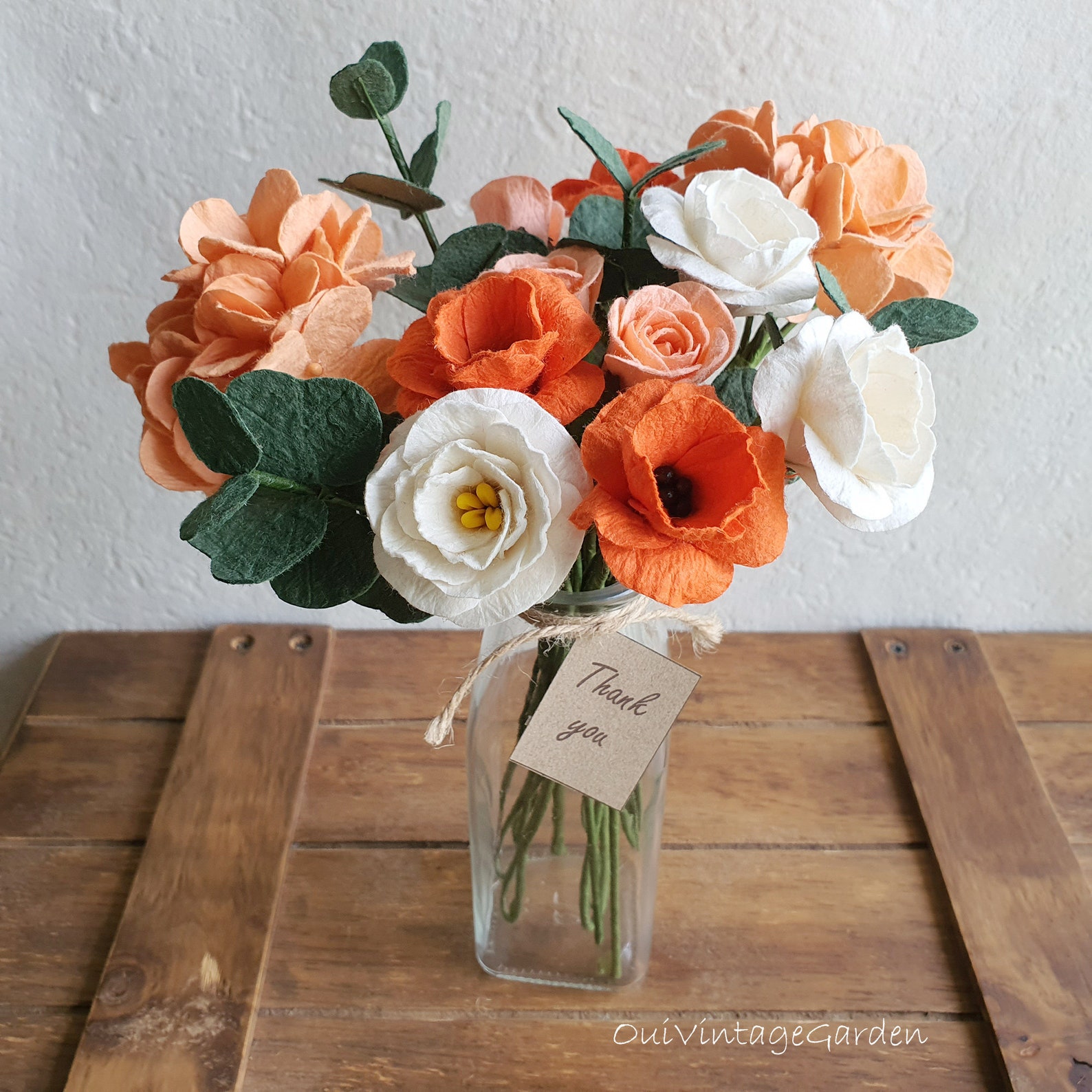 Paper Flowers Set Orange Flowers Bouquet Vintage Orange - Etsy
