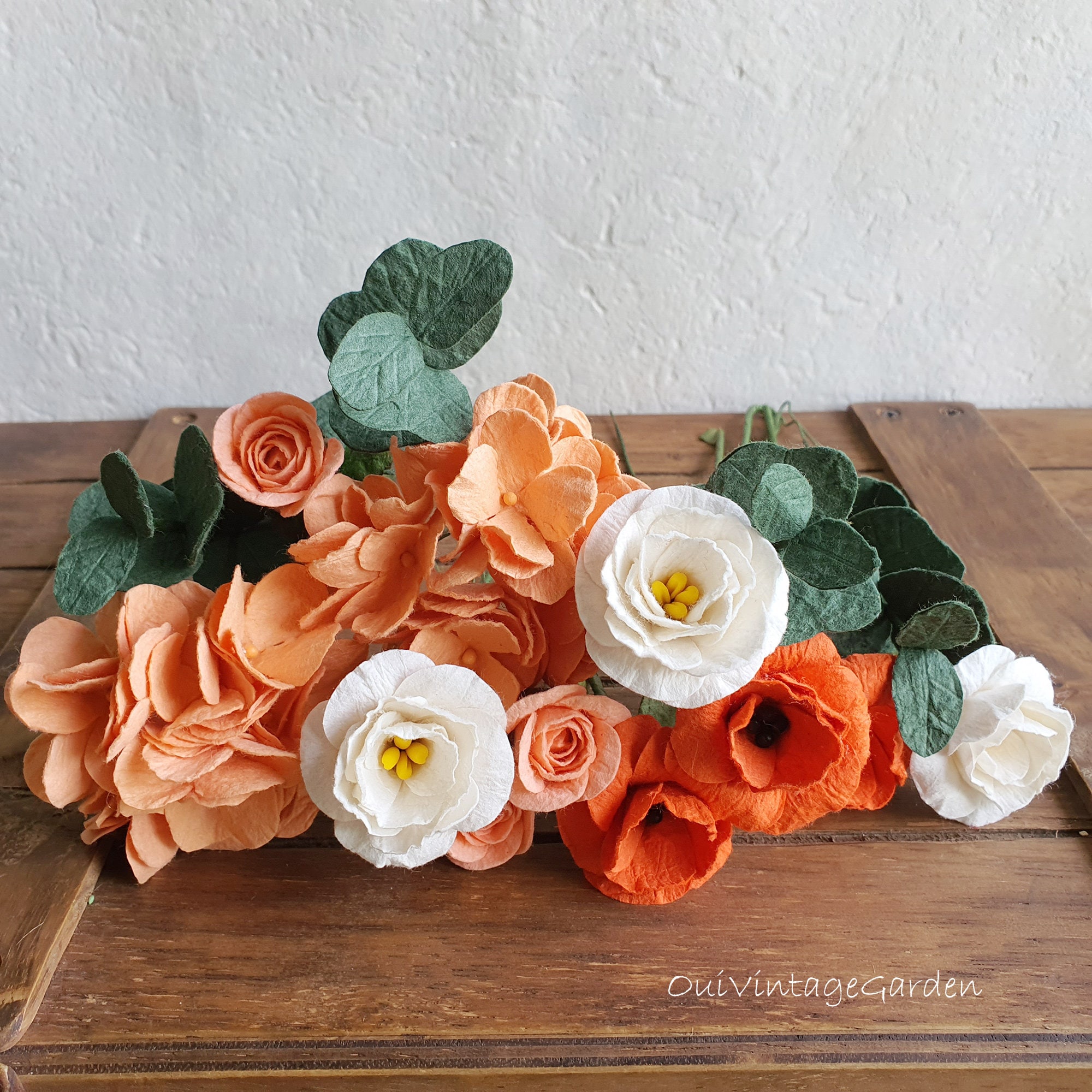 Paper Flowers Set Orange Flowers Bouquet Vintage Orange - Etsy