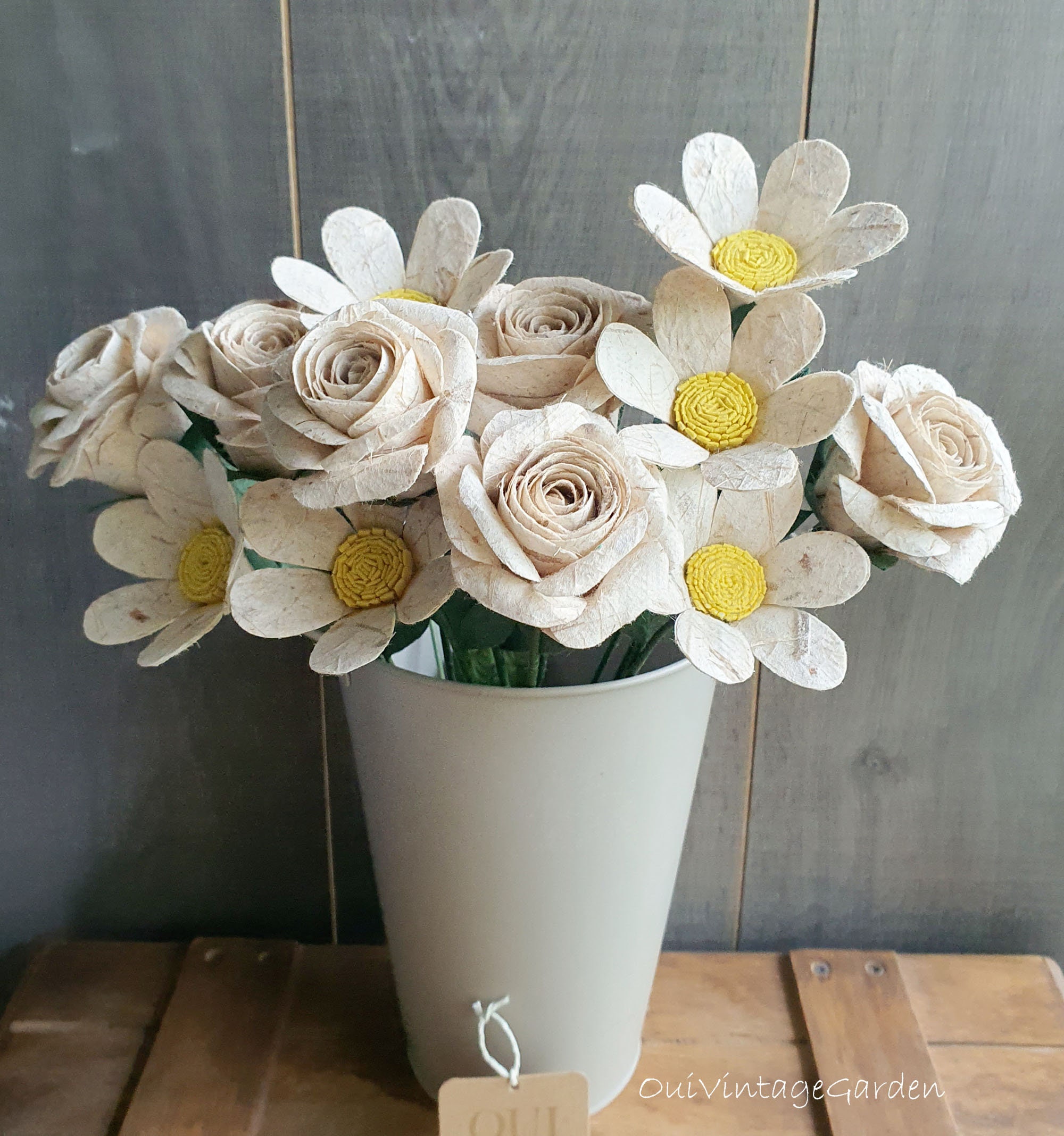 Natural Color Paper Flowers SET of 12 Stems Vintage Paper - Etsy