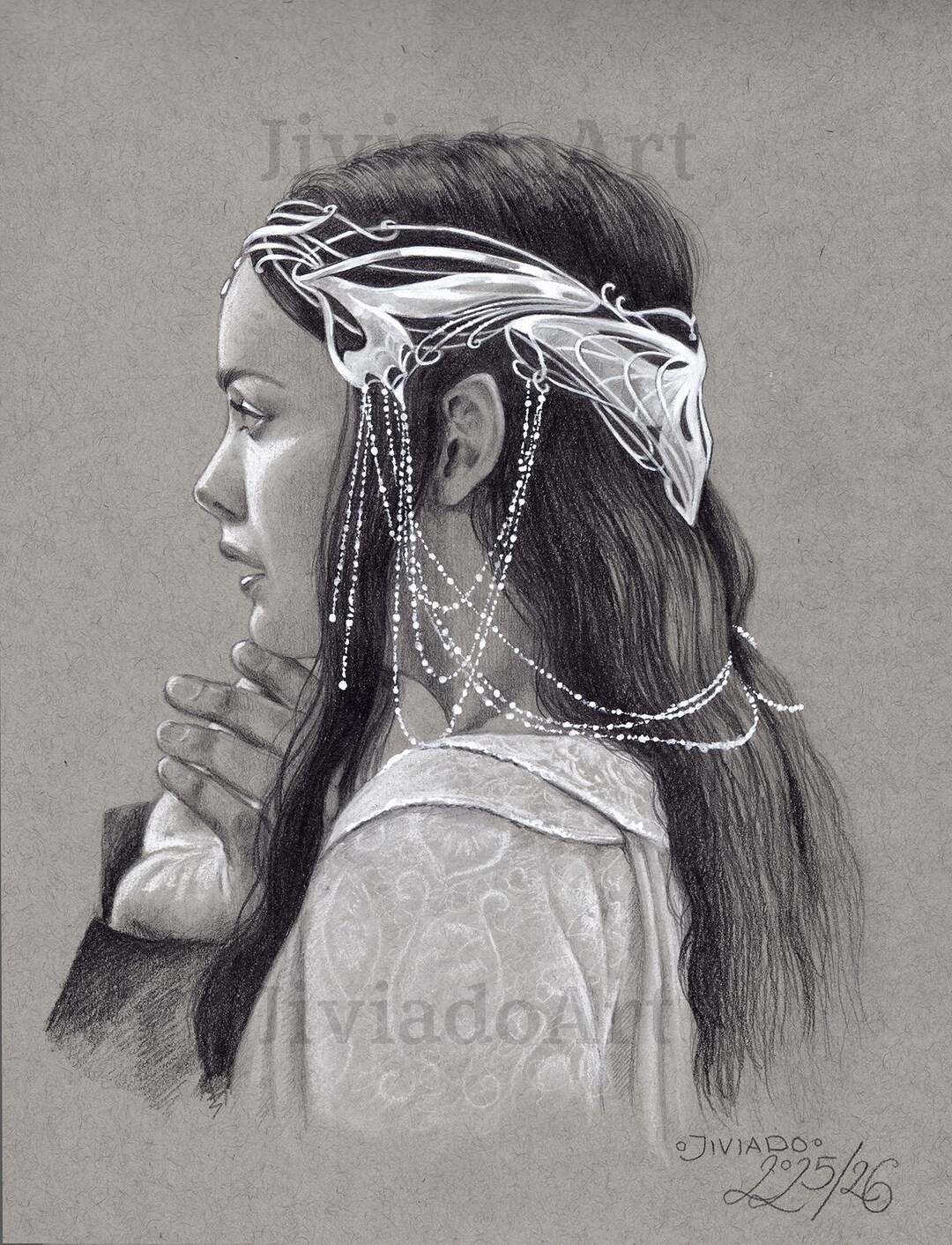 ORIGINAL PORTRAIT Elven Princess - Pencil Realistic Hand Drawing Movie ...