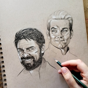 ORIGINAL PORTRAIT Butcher VS Homelander - Pencil Realistic Hand Drawing ...
