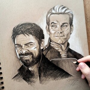 ORIGINAL PORTRAIT Butcher VS Homelander - Pencil Realistic Hand Drawing ...
