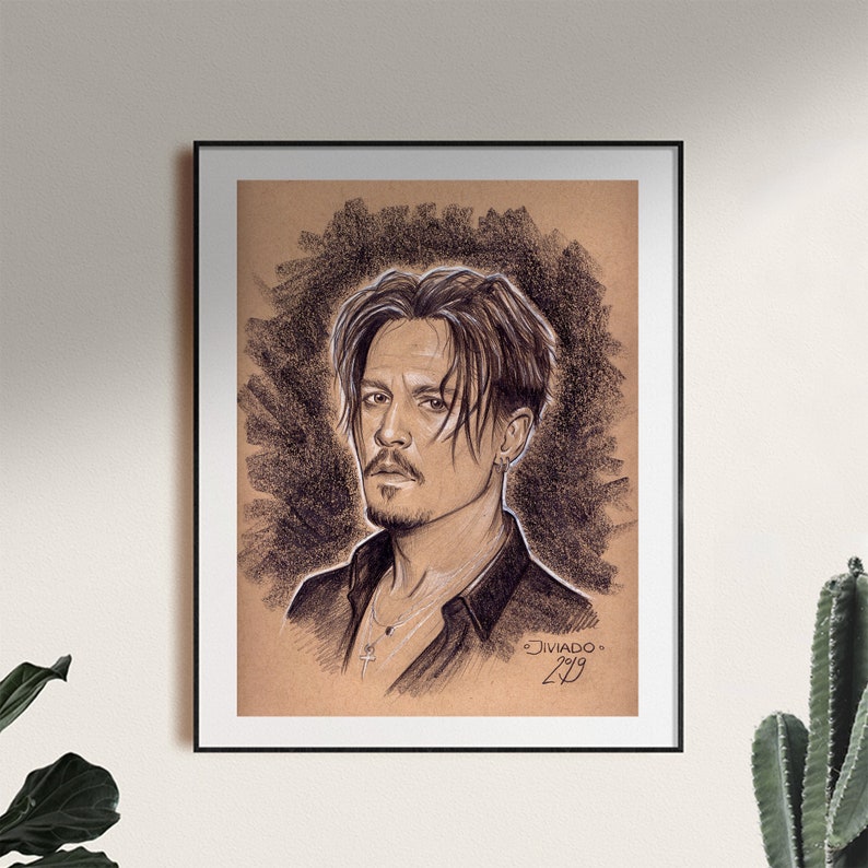 POSTER Johnny Portrait Pencil Hand Drawing Fine Art Print | Etsy