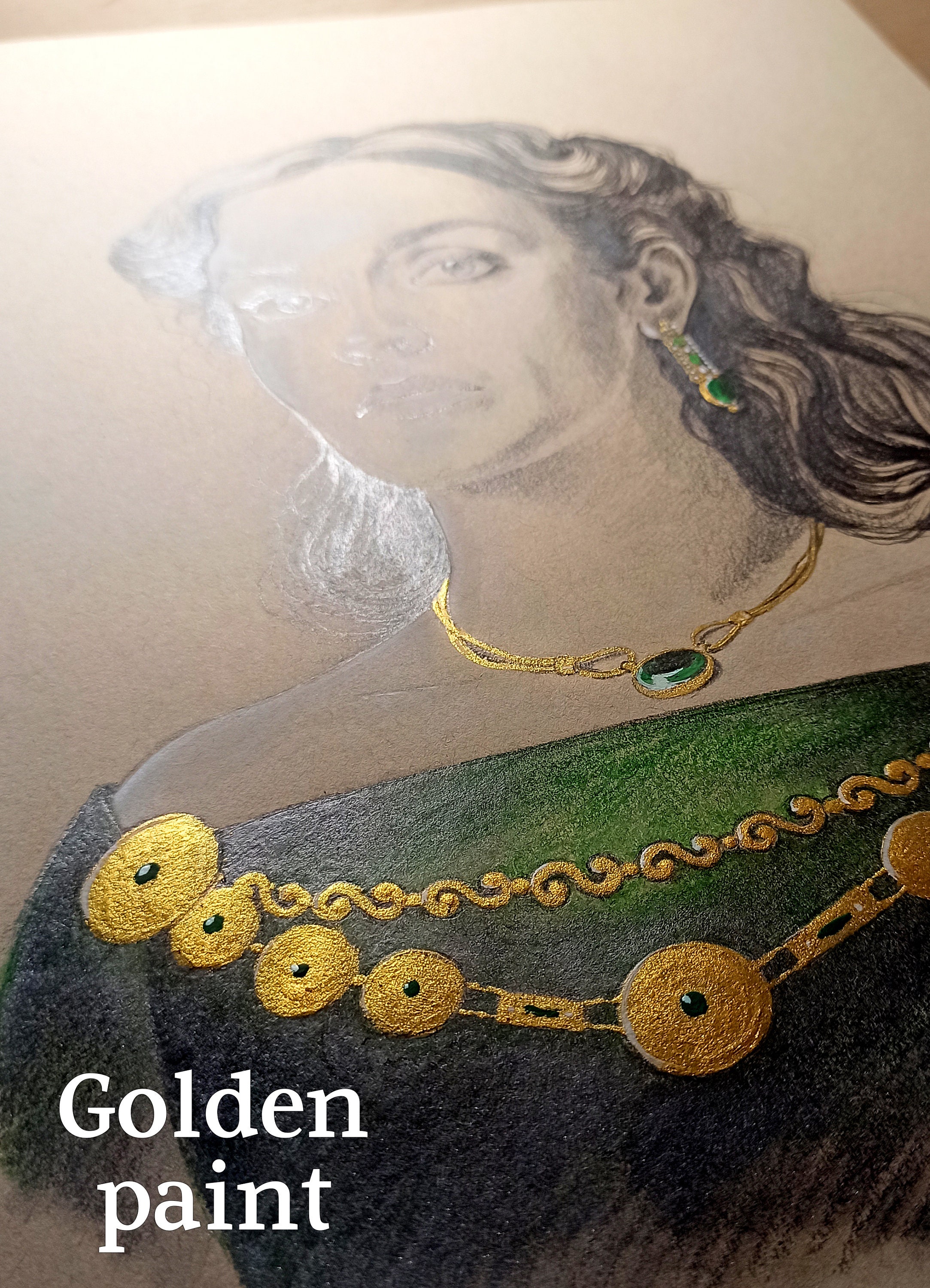 ORIGINAL PORTRAIT Green Queen in Chains Pencil Realistic - Etsy