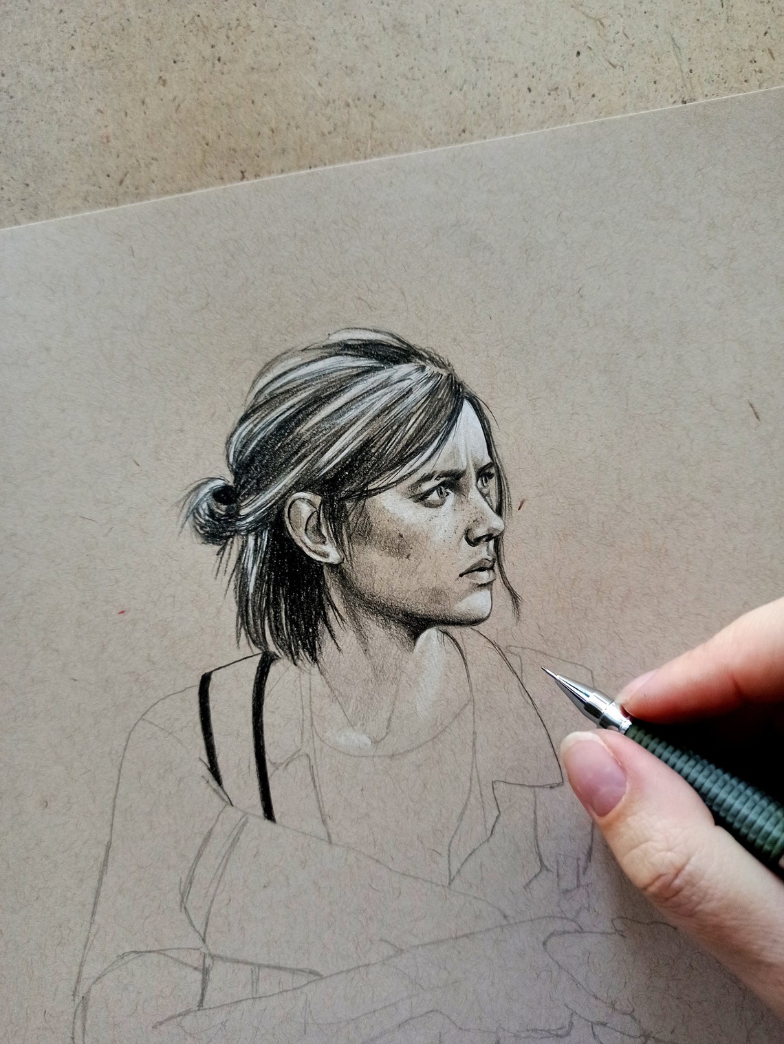 POSTER Ellie From TLOU Pencil Realistic Hand Drawing Fine | Etsy