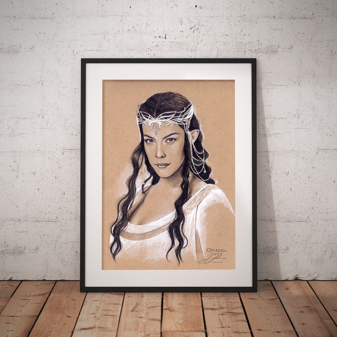Elven Princess Portrait Poster – Realistic Pencil Drawing Fine Art ...