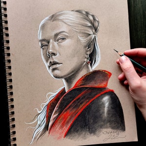 ORIGINAL PORTRAIT Princess of Dragon - Pencil Realistic Hand Drawing ...