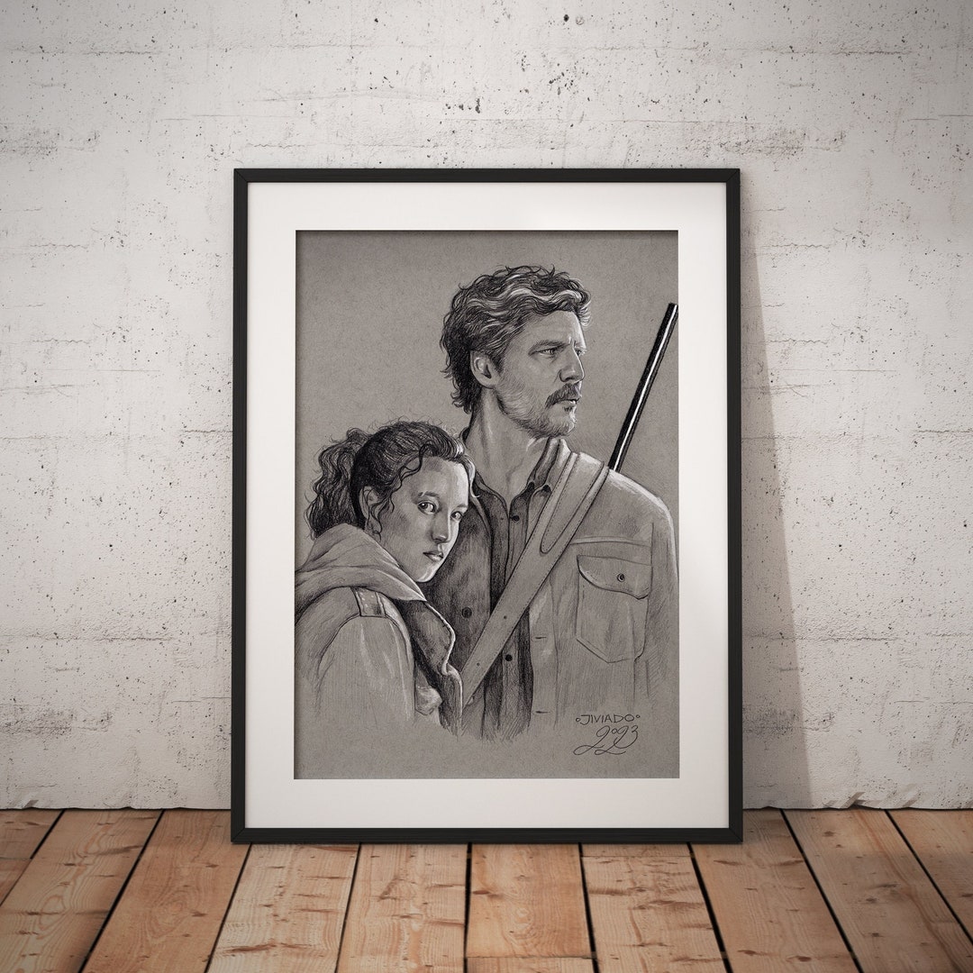 POSTER Ellie and Joel - Pencil Realistic Hand Drawing Fine Art Print ...