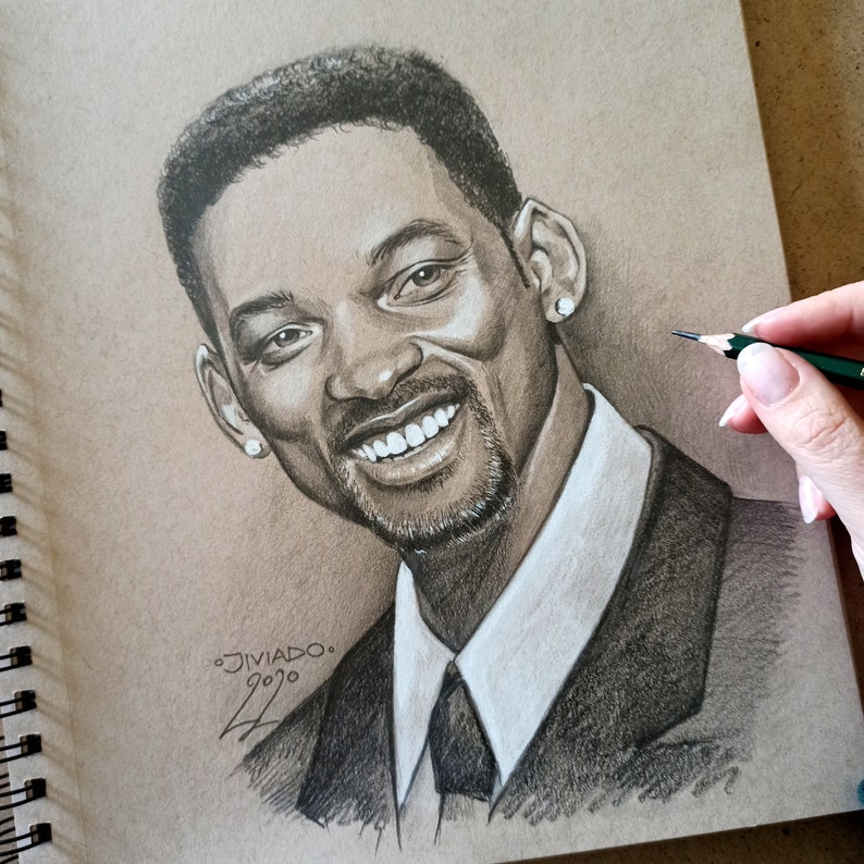 ORIGINAL PORTRAIT Will Pencil Realistic Hand Drawing Fine | Etsy